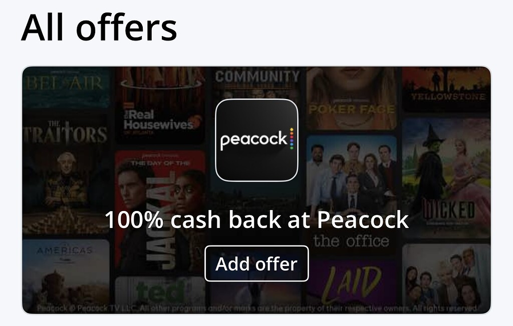 免費的一個月peacock - 信用卡 - 美卡论坛