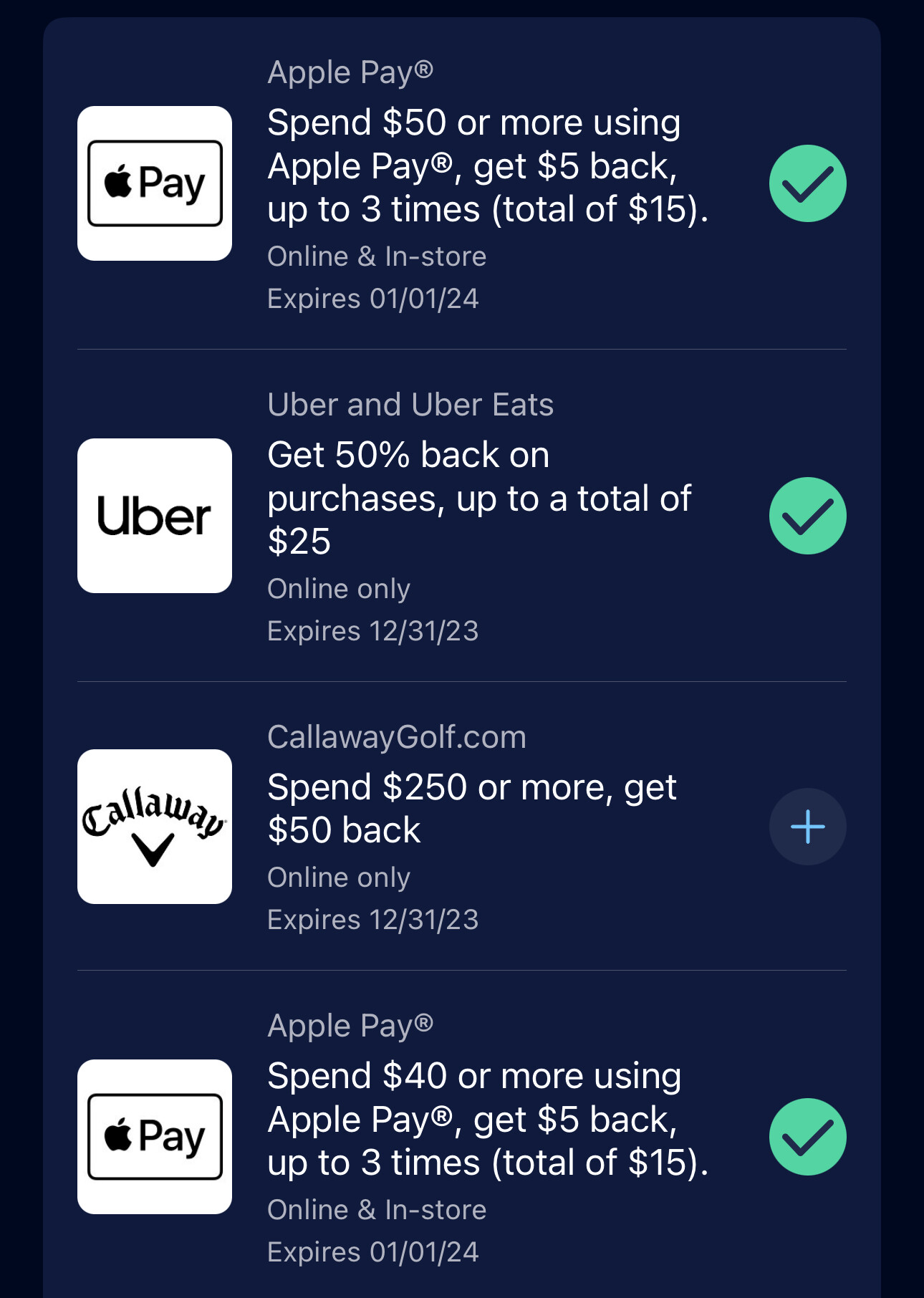 amex offers uber 五折上限25 applepay 50-5 *3 Neiman Marcus 250-50 - 信用卡 - 美卡论坛