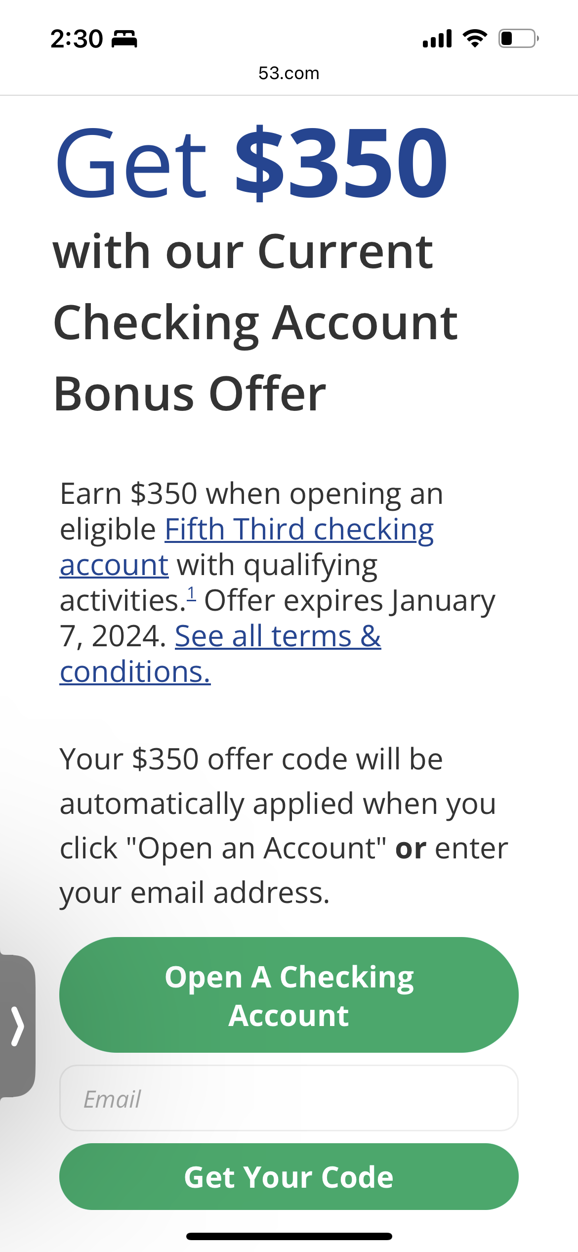 [网申限制地区]53银行checking新用户奖励350，要求dd500 - 银行账户 - 美卡论坛