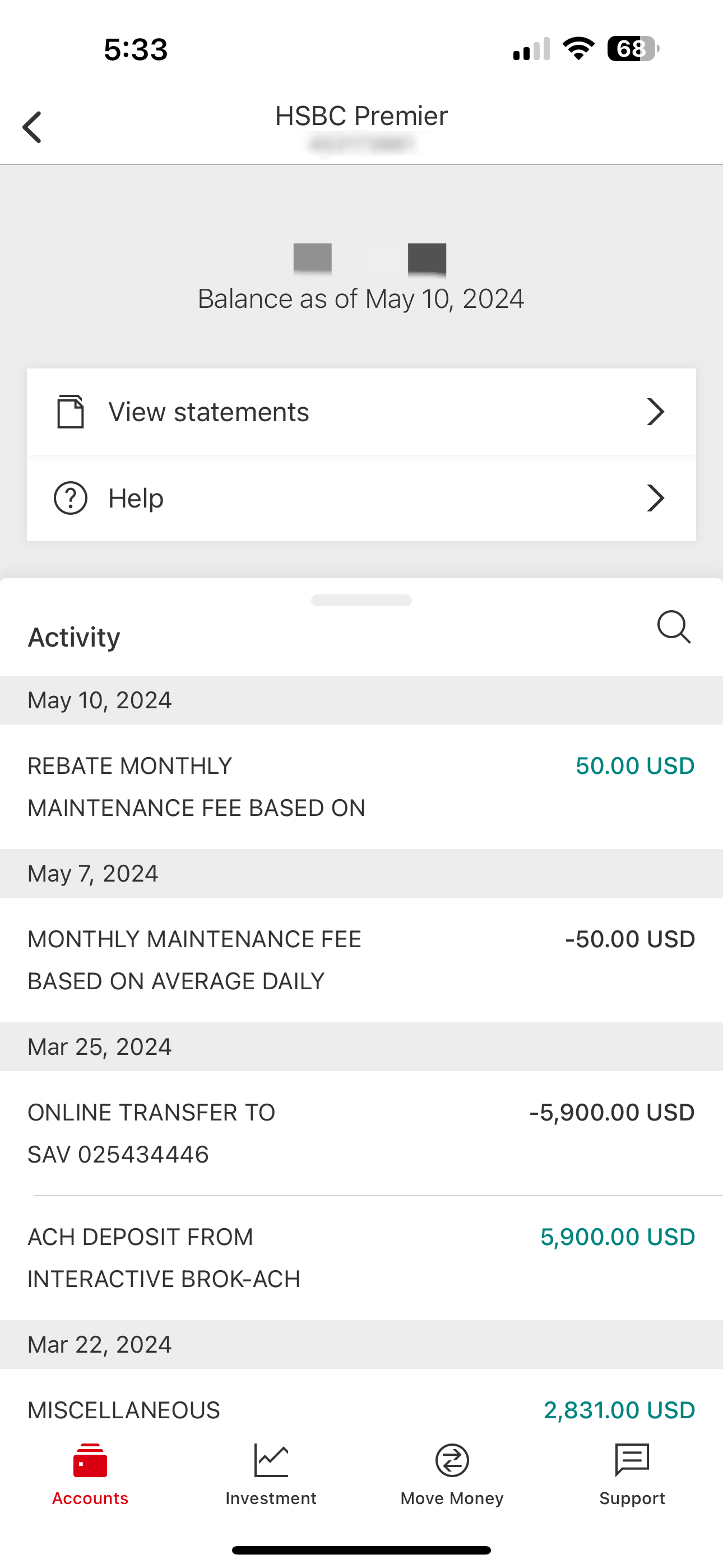 HSBC的fake DD突然就不好使了 被收了$50月费 😢（更新：是bug，月费自动退了） - 银行账户 - 美卡论坛