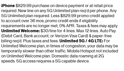 Verizon unlimited welcome 4 lines $120 - up to 4 iphone 14 Plus free ...