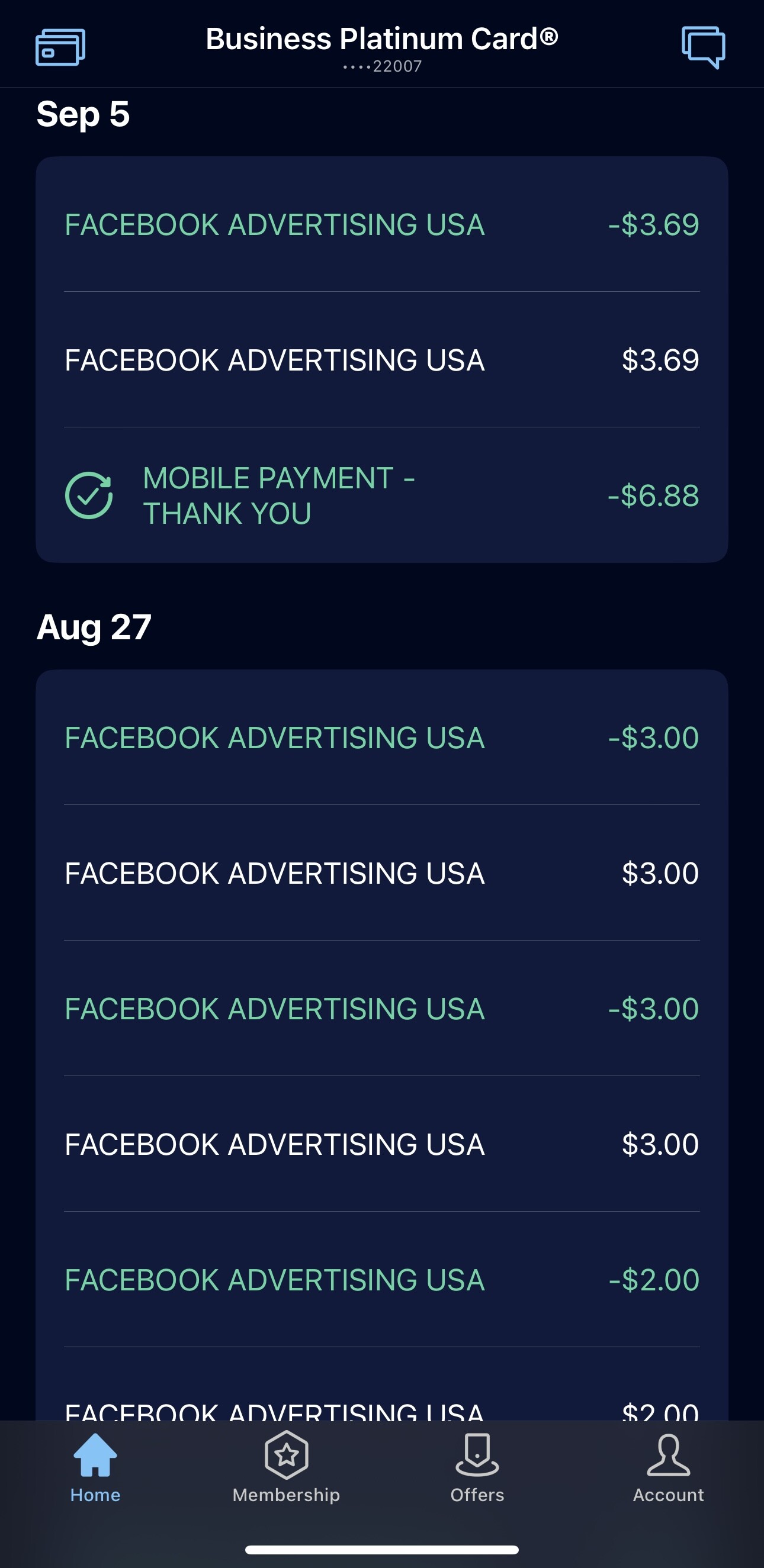 警报！AMEX fraud charge by Facebook Advertising USA - #7，来自 Bart2011 - 玩卡 ...