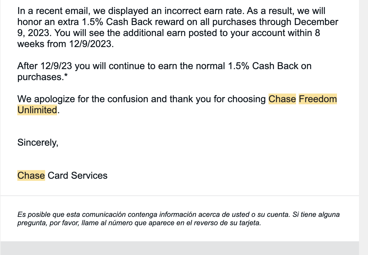 chase cfu 额外 1.5% 返现到 Dec 9 - 信用卡 - 美卡论坛