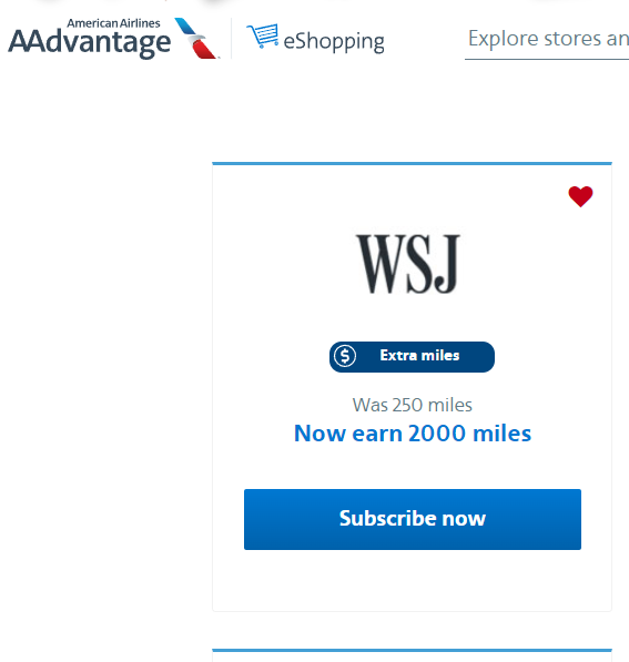 AA Shopping Portal WSJ/ Barrons 1000 miles - #66，来自 Mason - 航空常旅客 - 美卡论坛