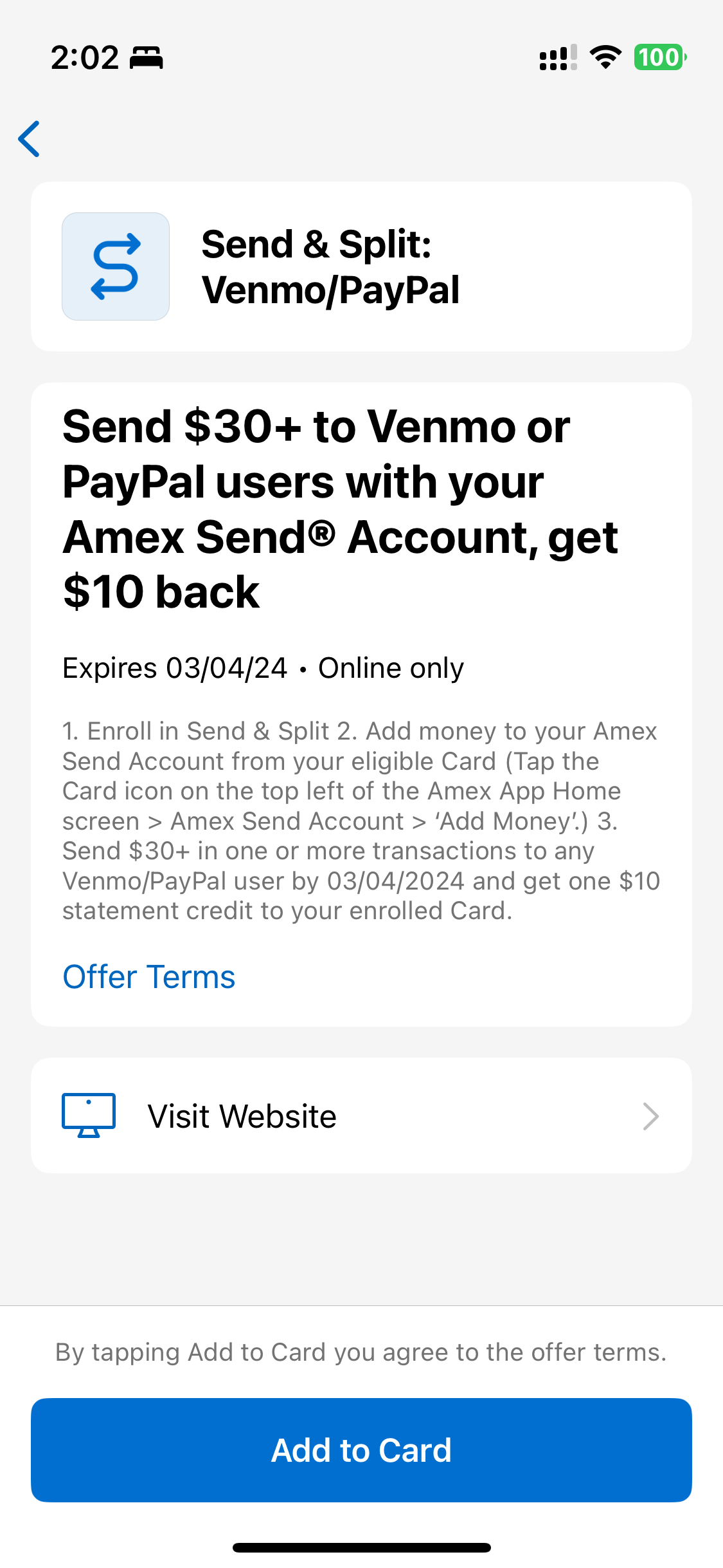 amex offer send&split to venmo/paypal 30-10 - 信用卡 - 美卡论坛