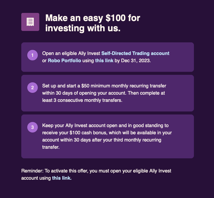 Ally Invest羊毛：存$150得$100 - 银行账户 - 美卡论坛