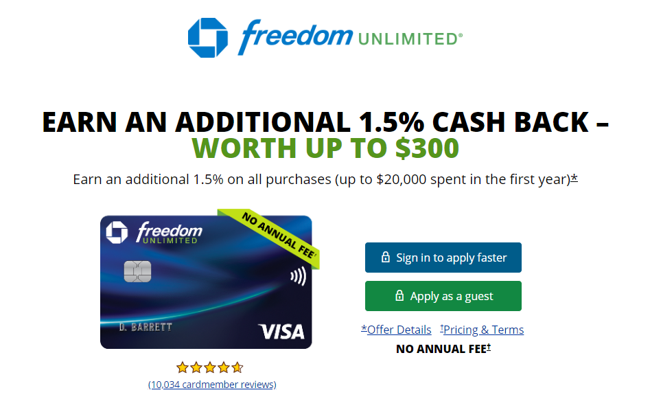 (2025/02返场）Chase freedom unlimited DOUBLE CASH BACK OFFER - #848，来自 收束 ...