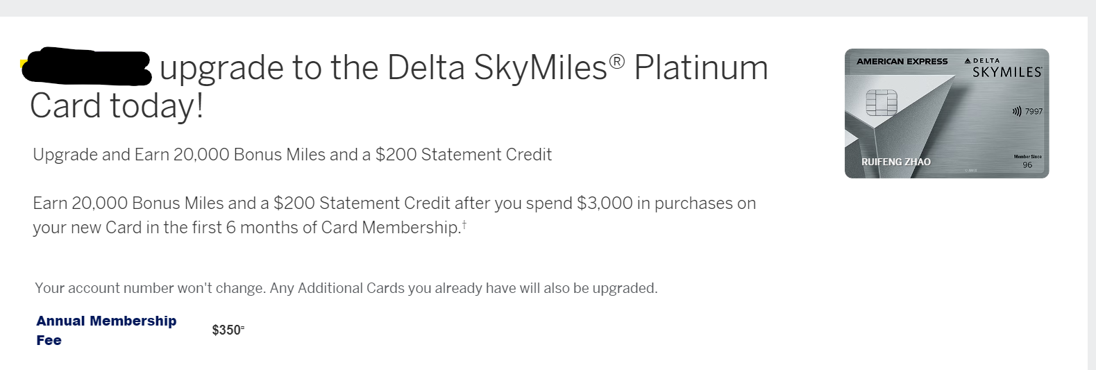 AmEx Delta SkyMiles Blue 升级OFFER - 信用卡 - 美卡论坛