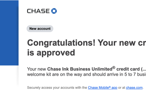 Chase ink biz cc终于批准啦开心！ - 信用卡 - 美卡论坛