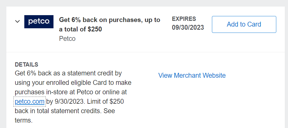 Amex offer Petco 6% back，有人刚需宠物用品吗？还有新用户25%off+Rakuten 2% - 信用卡 - 美卡论坛