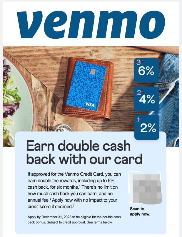 Venmo信用卡开卡前六个月双倍返现offer - 信用卡 - 美卡论坛