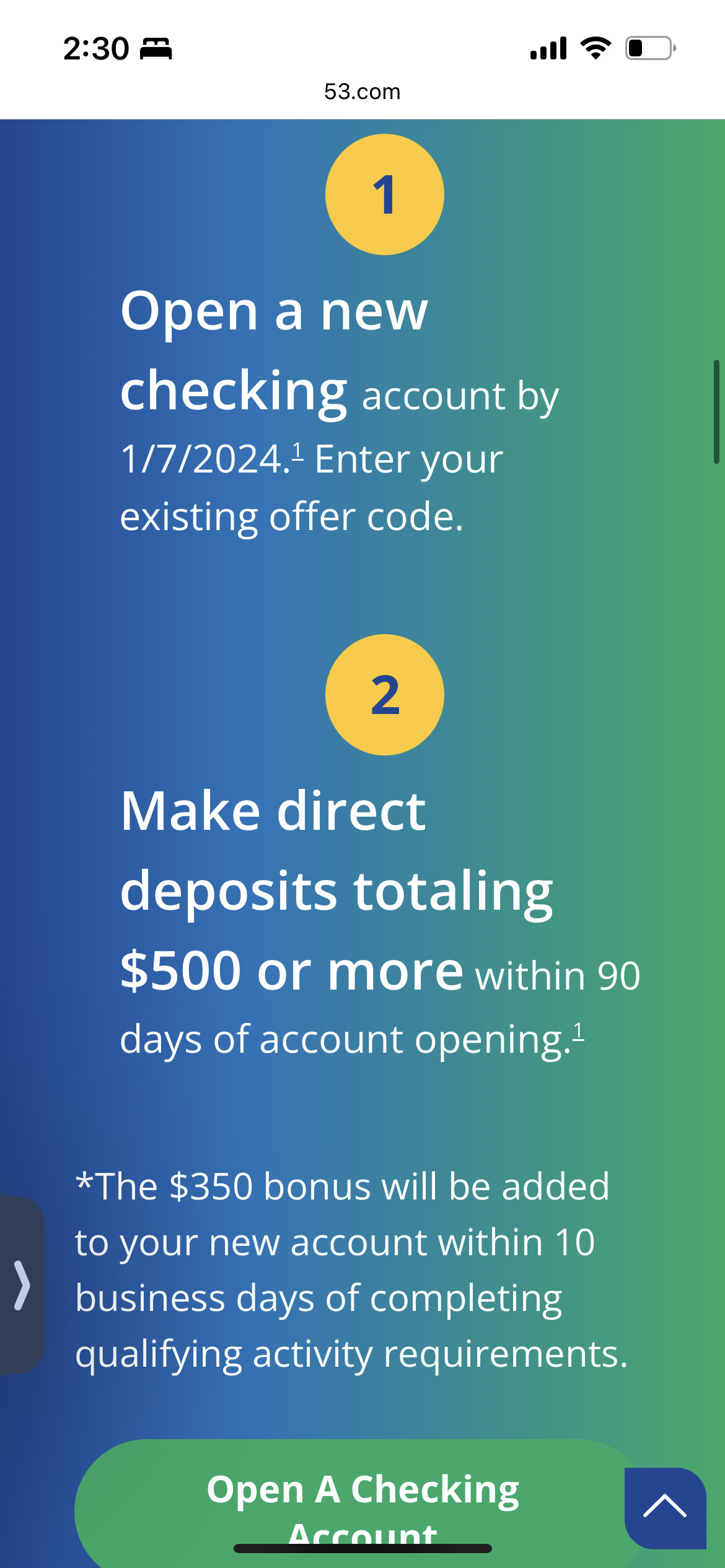 [网申限制地区]53银行checking新用户奖励350，要求dd500 - 银行账户 - 美卡论坛