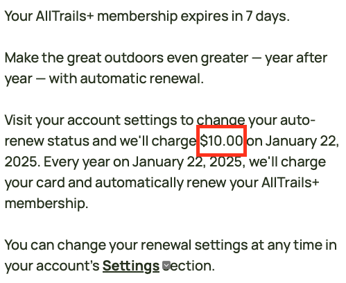 AllTrails会员 $5/year coupon+vpn大法 - 旅行 - 美卡论坛