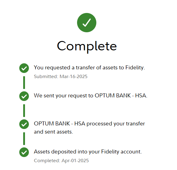 在职期间HSA转入其他银行HSA实际操作记录（以Optum -> Fidelity为例） - 理财 - 美卡论坛