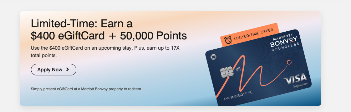 Chase Marriott Boundless $400 eCard + 50k - 玩卡 - 美卡论坛