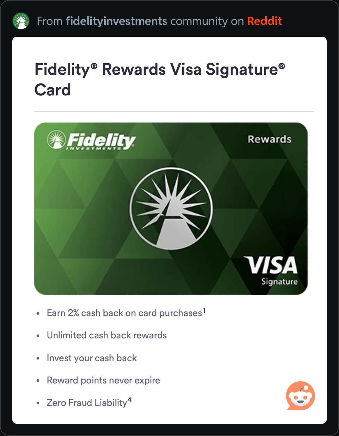 Fidelity Signature Card石膏（targeted？） - 信用卡 - 美卡论坛