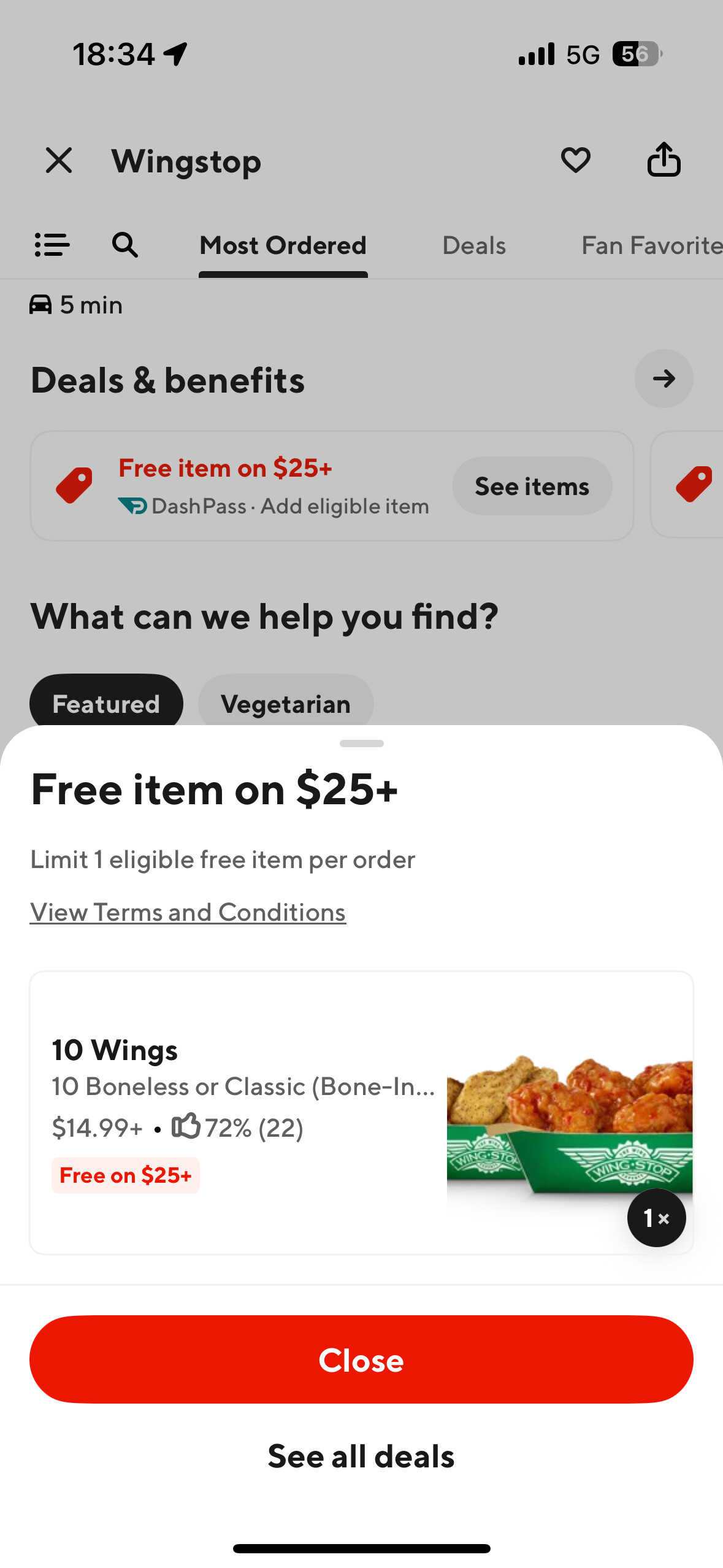 DoorDash Wingstop deal：free 10 wings on 25+ - 败家 - 美卡论坛