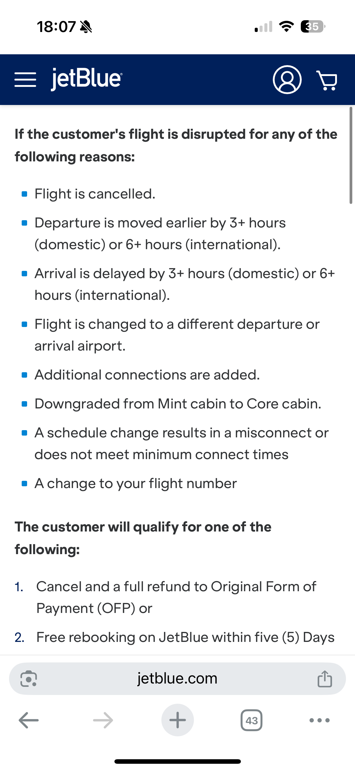 Jetblue flight schedule change但不让rebook怎么撕？ - 旅行 - 美卡论坛